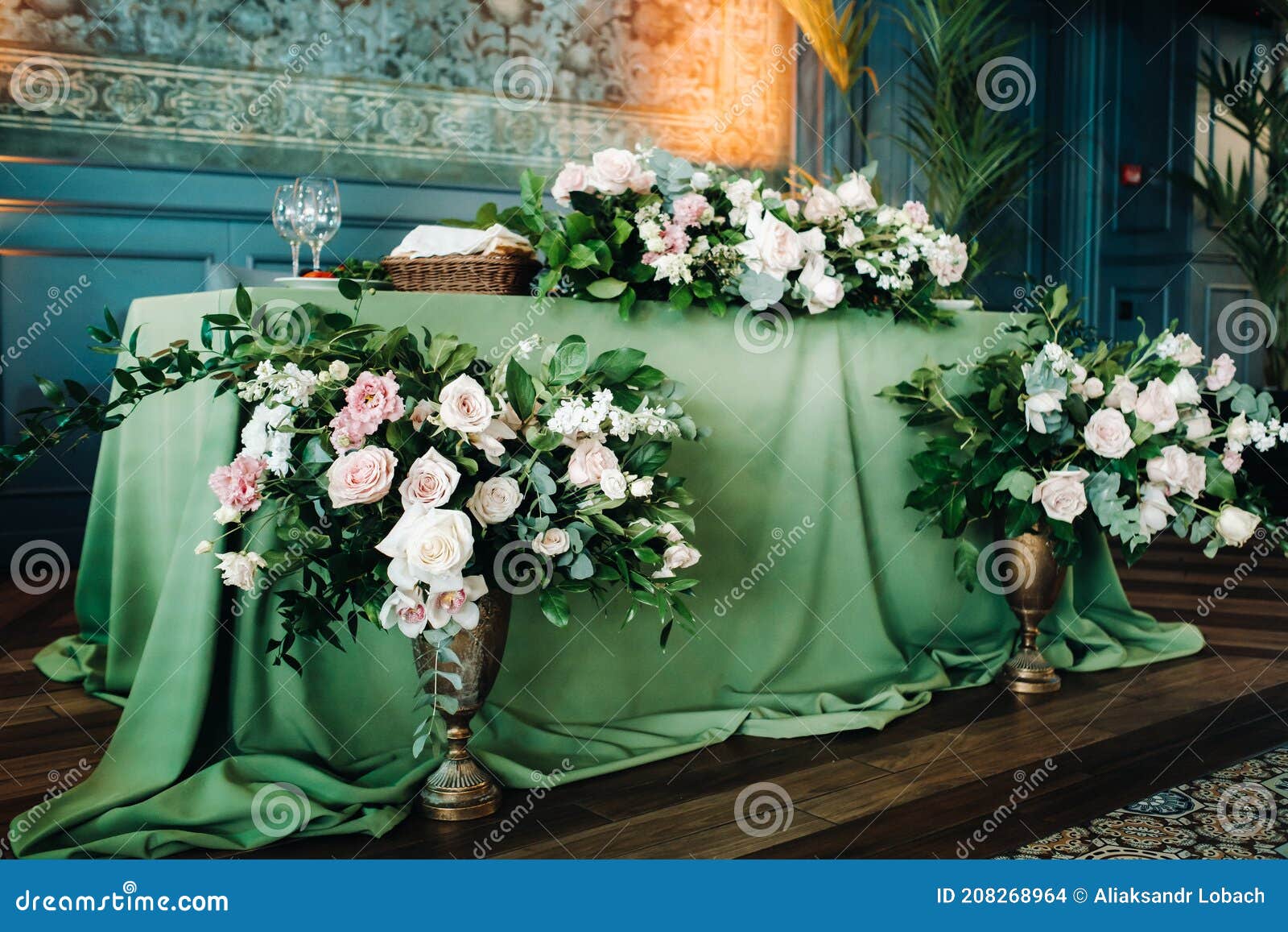 Wedding Table Decoration with Flowers on the Table in the Castle, Table ...