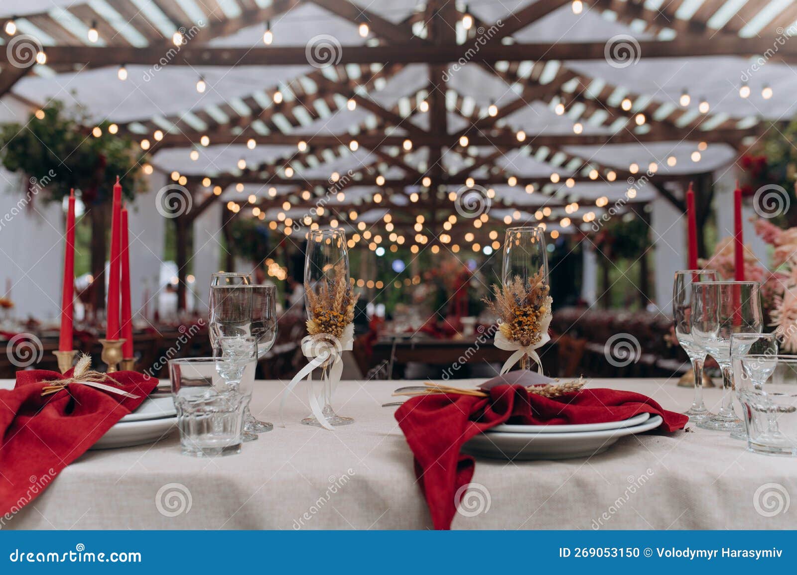Wedding Table Decoration. a Set Table at a Wedding Stock Photo - Image ...