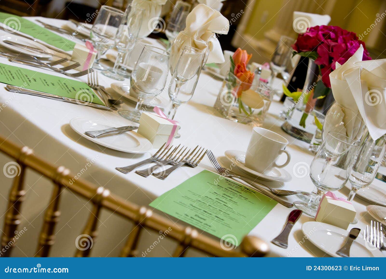 Wedding Table with Green Menu Stock Image - Image of green, menu: 24300623