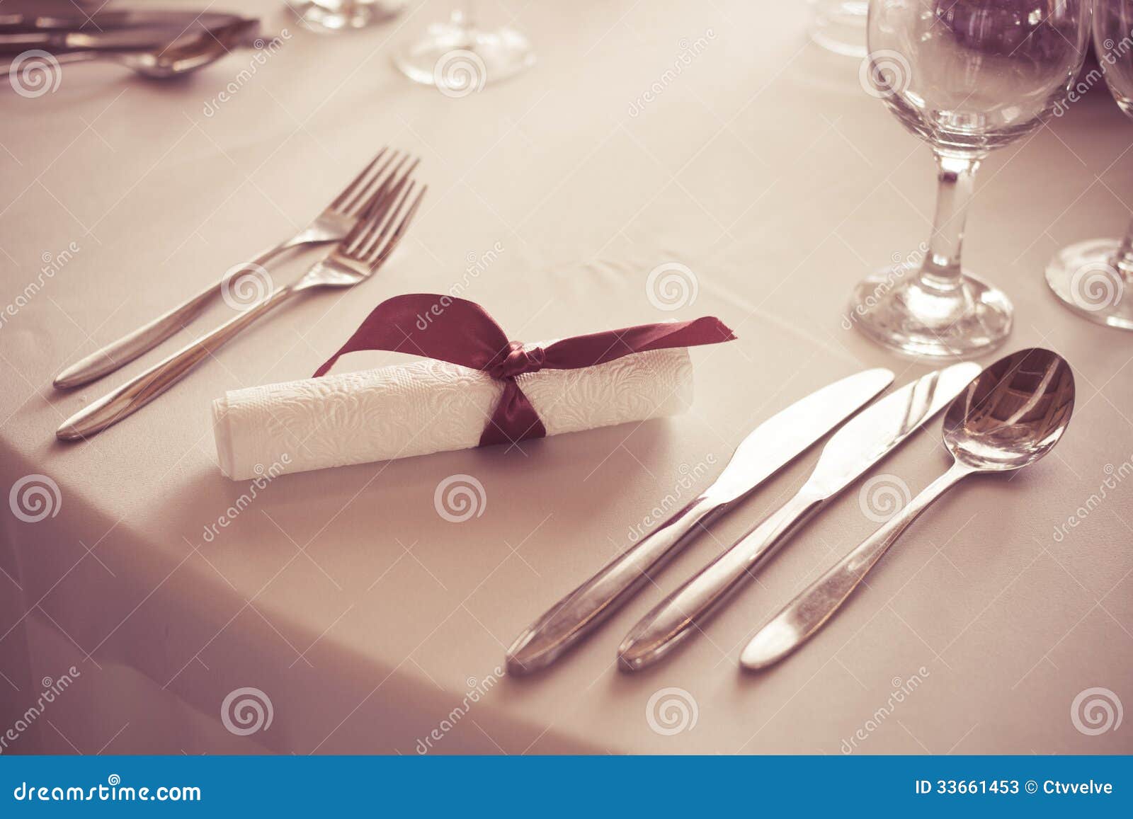 Wedding Table Place Setting Cutlery Stock Image - Image of knife, glass ...