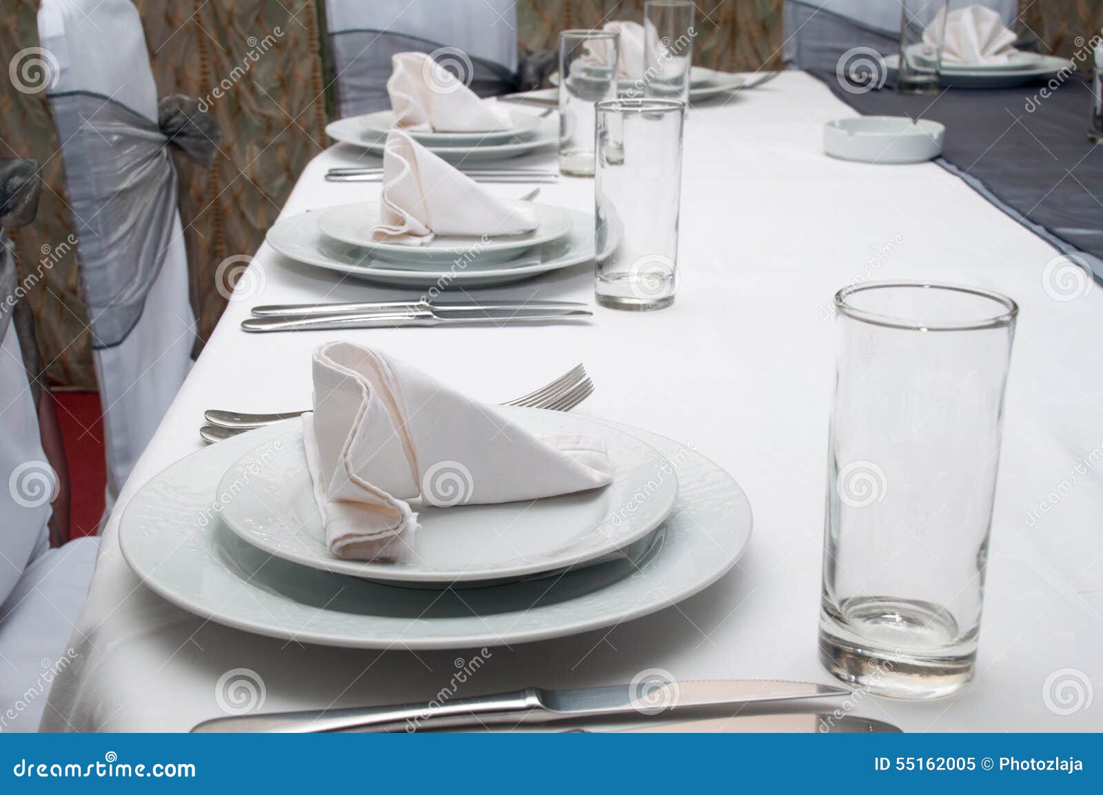 Wedding Table with Plates and Spoons and Forks Stock Image - Image of ...