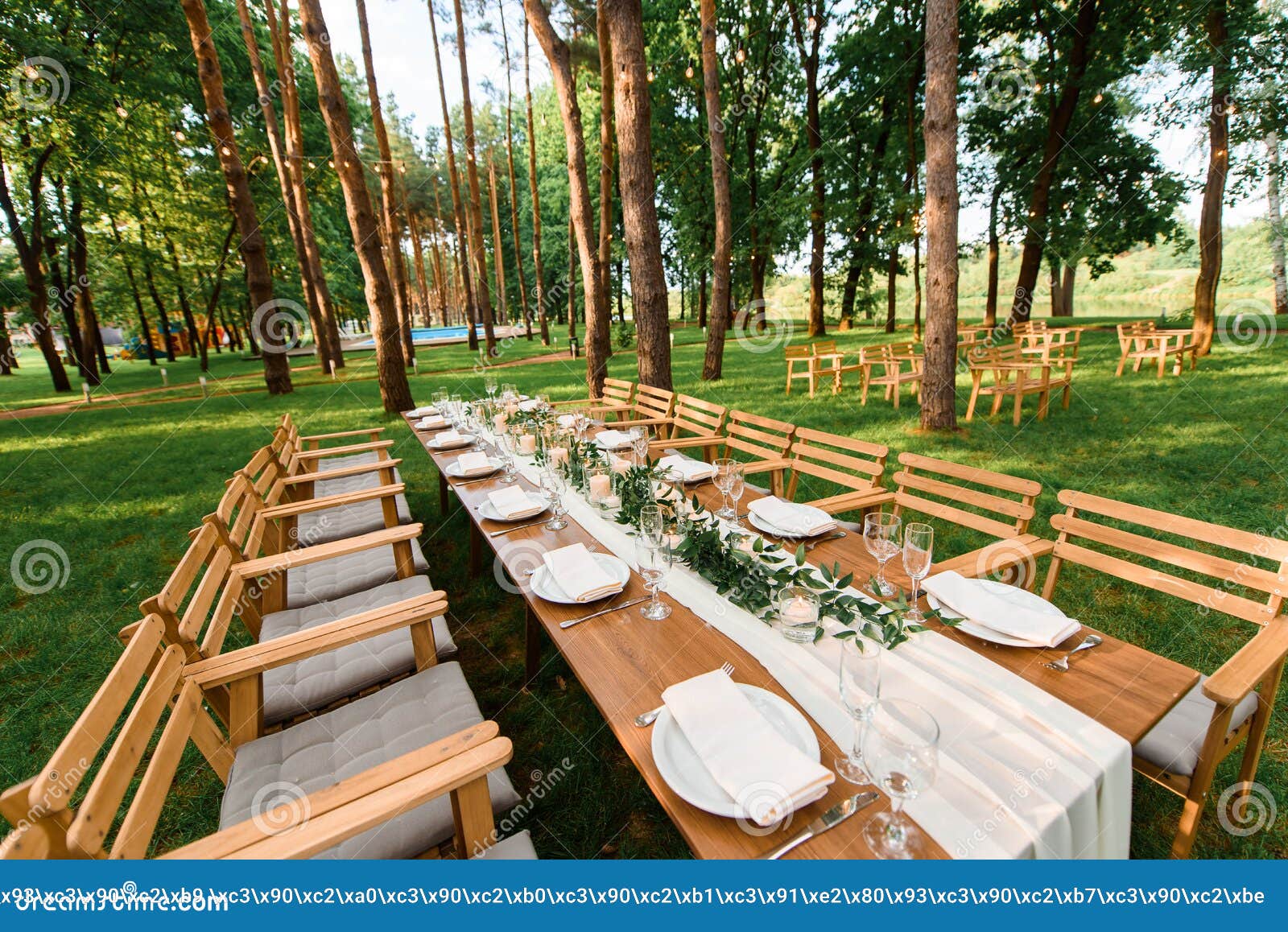 Wedding Table with Rustic Decoration in the Forest. Marriage ...