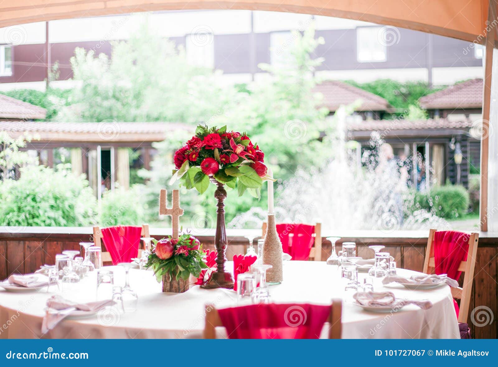Wedding Table Set for Fine Dining or Another Catered Event in Red ...