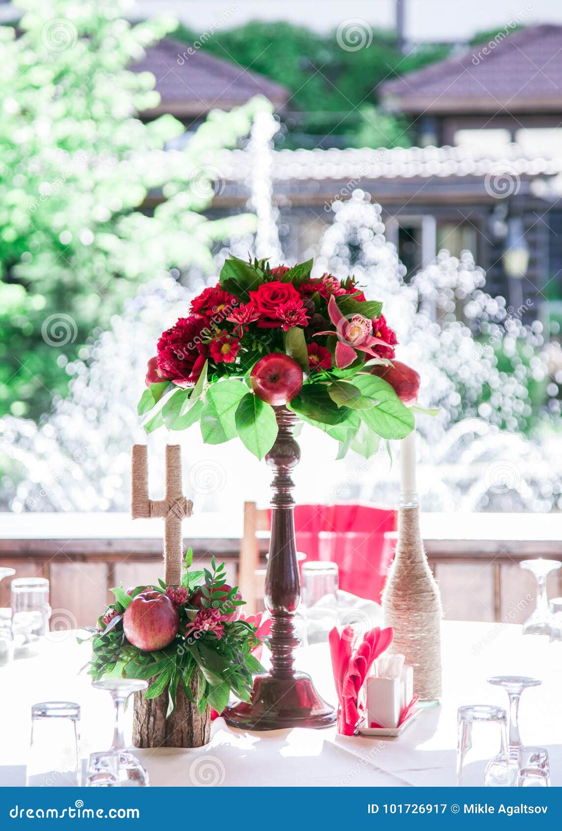 Wedding Table Set for Fine Dining or Another Catered Event in Red ...