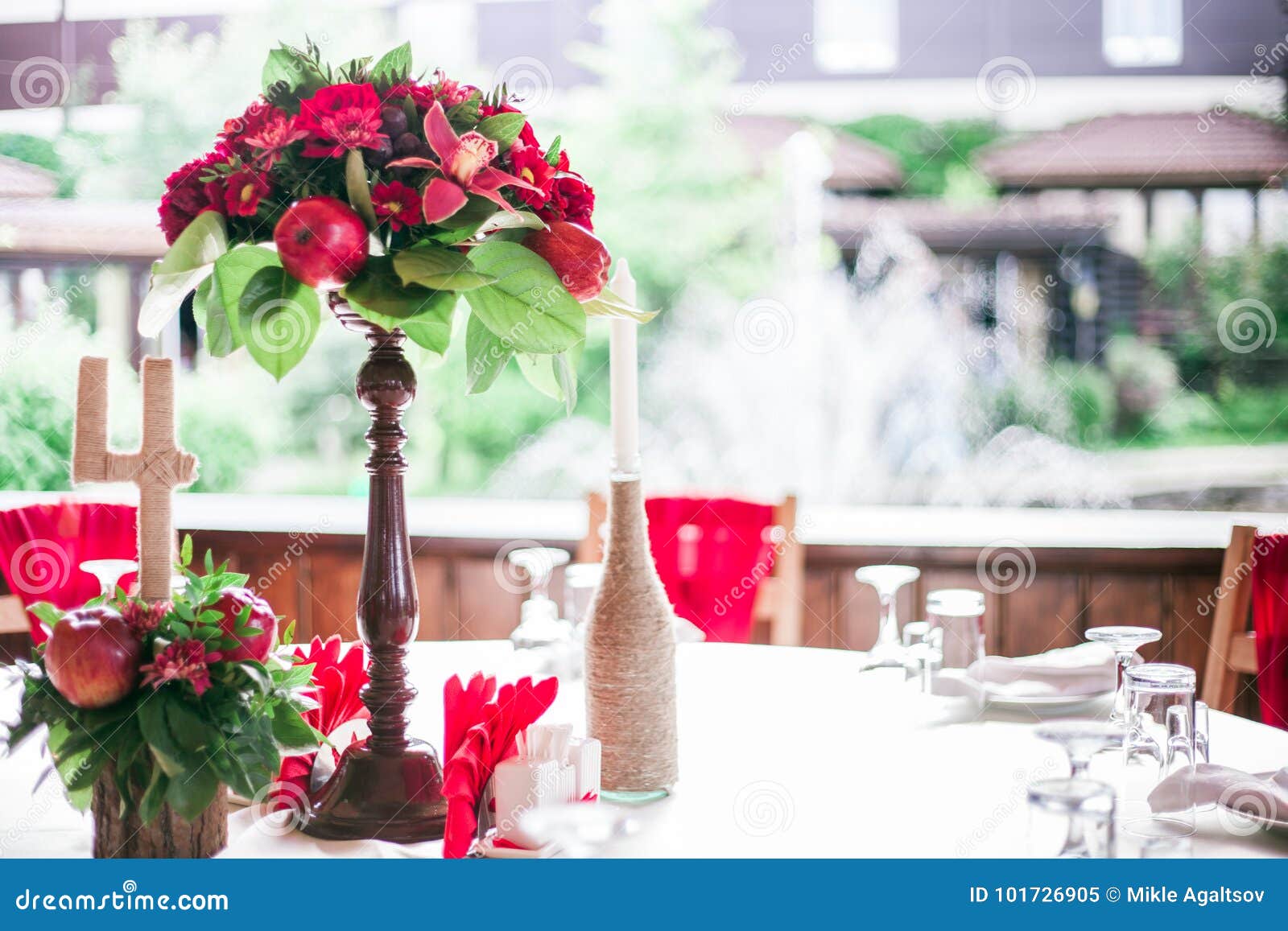 Wedding Table Set for Fine Dining or Another Catered Event in Red ...