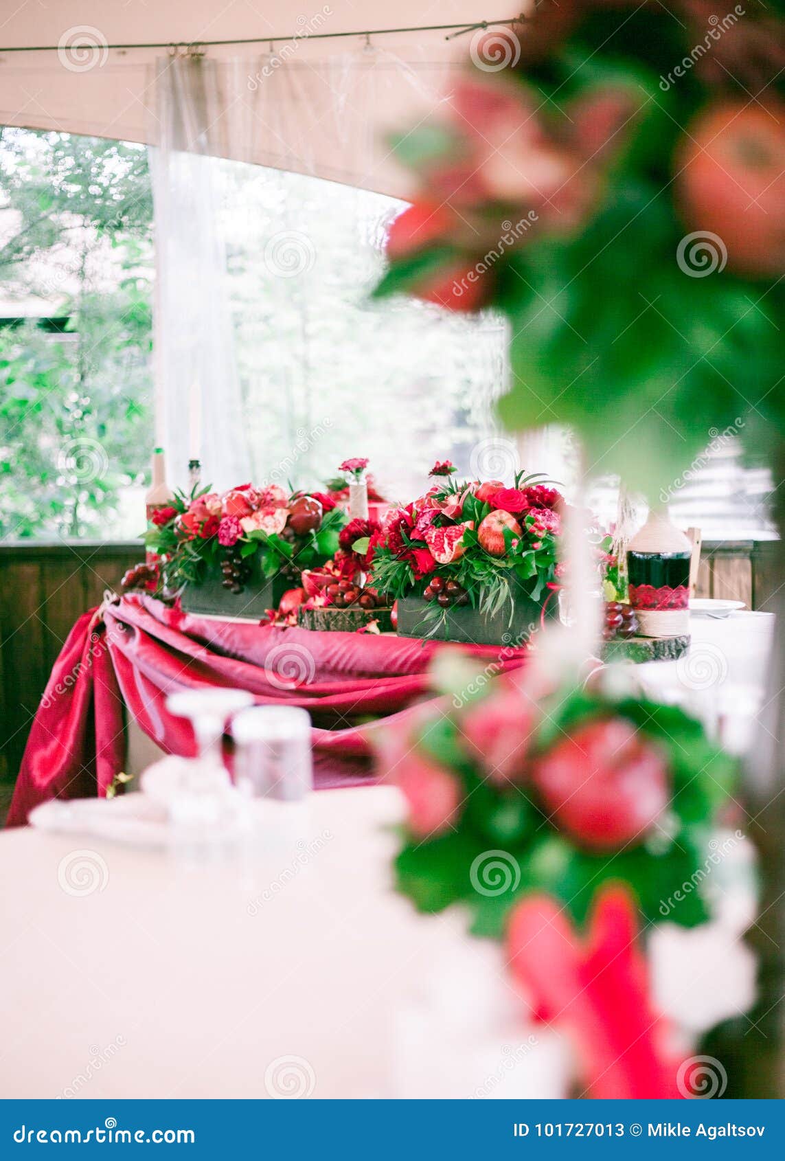 Wedding Table Set for Fine Dining or Another Catered Event in Red ...