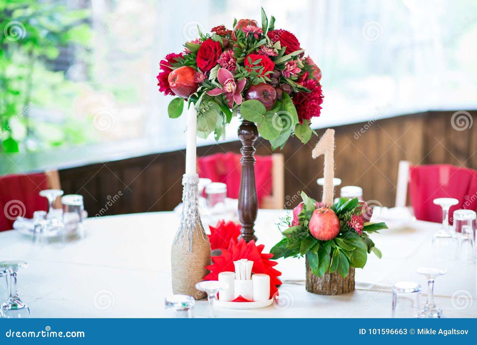 Wedding Table Set for Fine Dining or Another Catered Event in Red ...