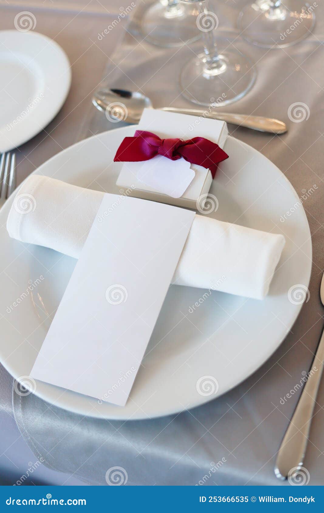 Wedding Table Set Up with Menu and Guest Placement Stock Image - Image ...