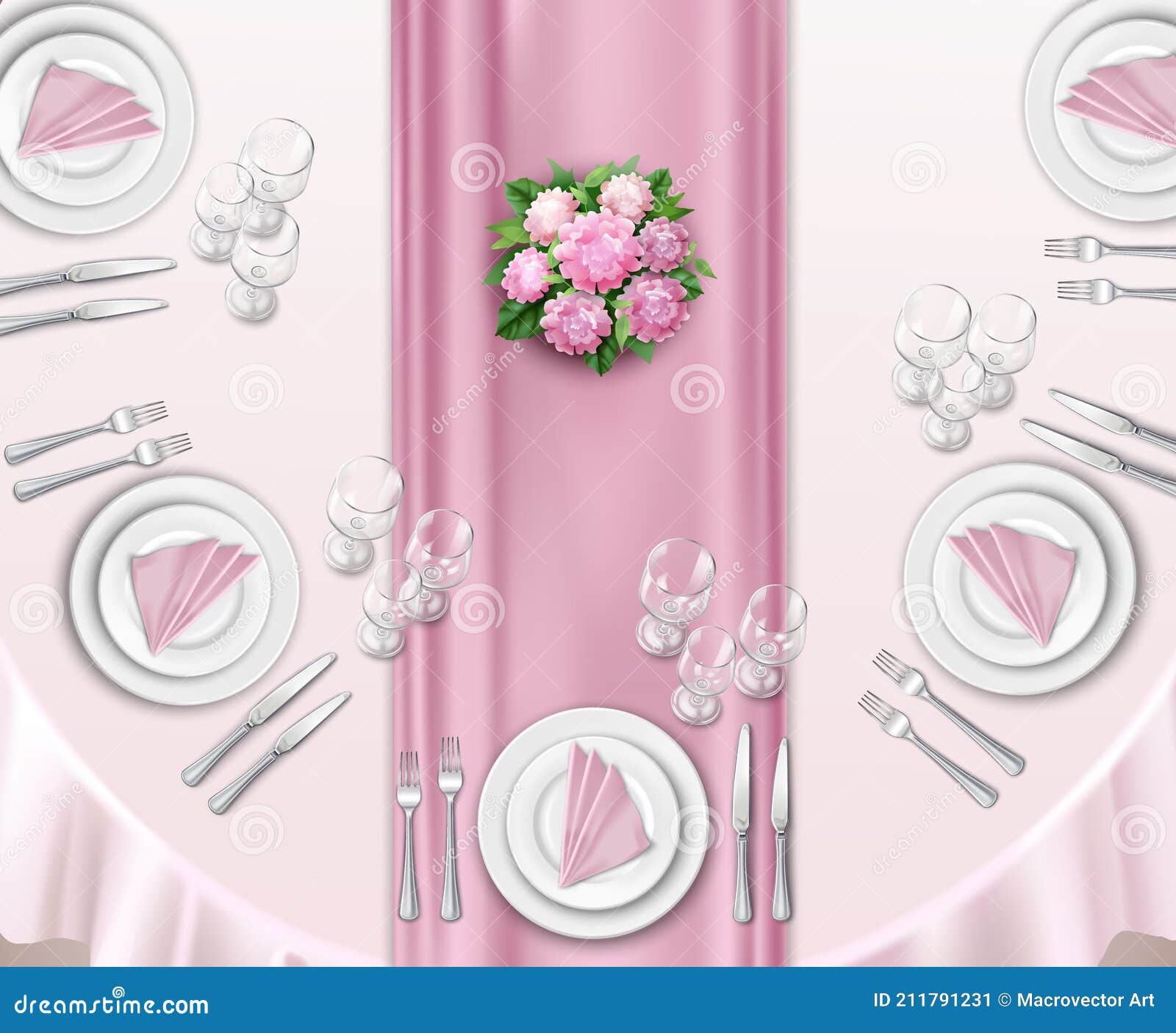 Wedding Table Set Up stock vector. Illustration of service - 211791231