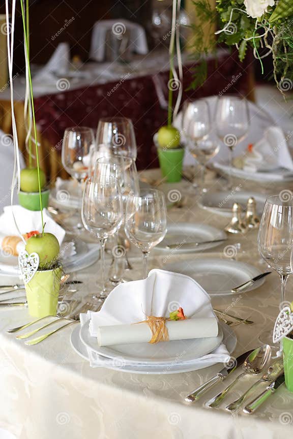 Wedding Table Setting stock photo. Image of linen, fork - 5340930