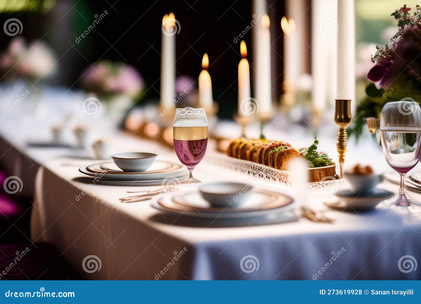 Wedding Table Setting with Candles, Plates and Crockery Stock ...