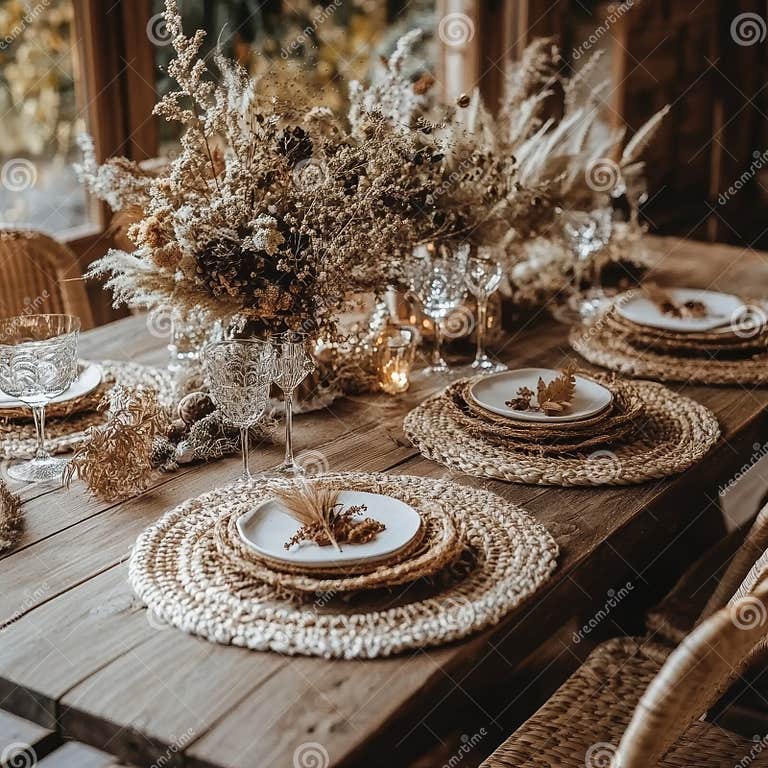 Wedding Table Setting in Rustic Style. Wedding Decor Details Stock ...