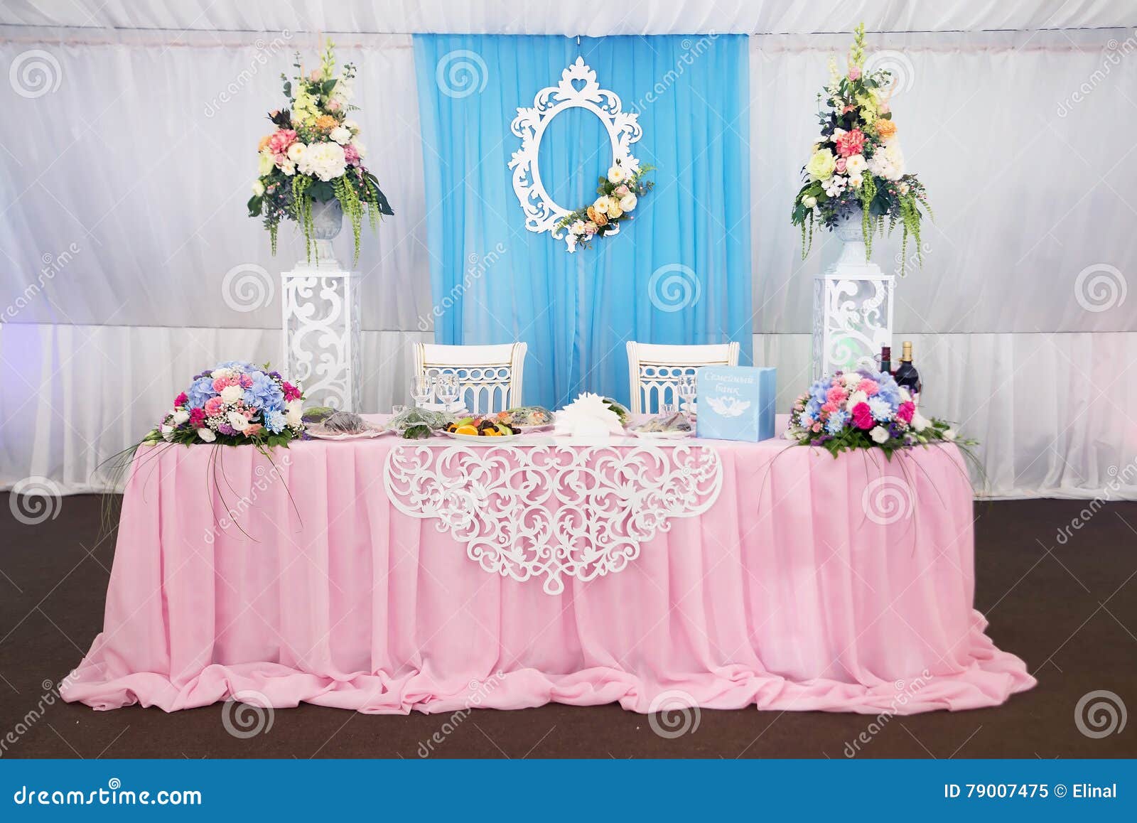 Wedding Table for Two. Decoration in Restaurnt. Indoor Stock Image ...