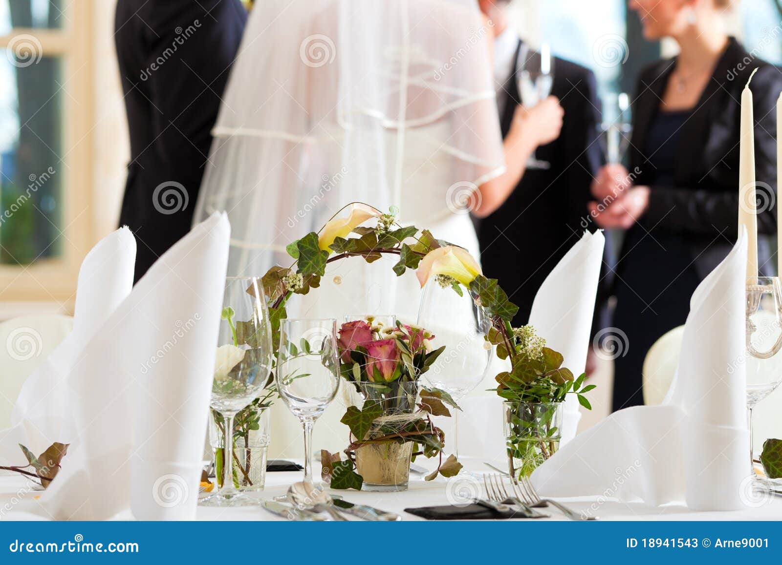 Wedding Table at a Wedding Feast Stock Image - Image of silverware ...