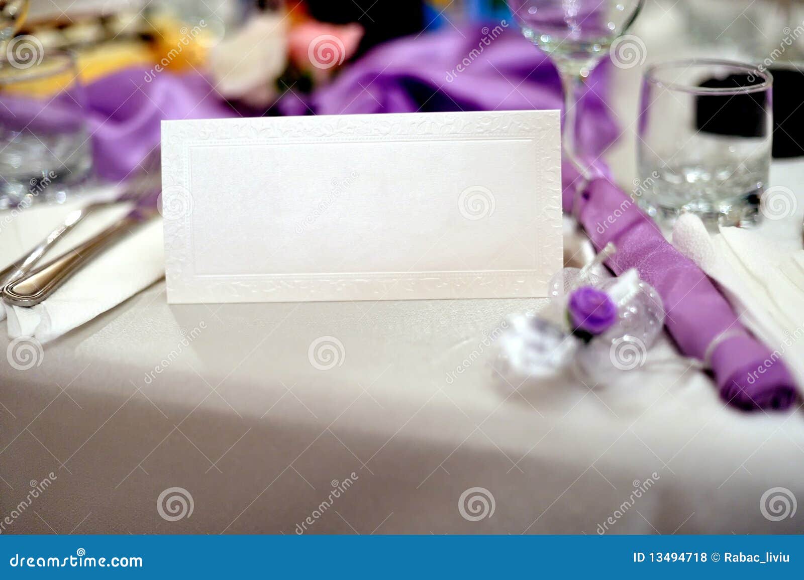 Wedding Table with Wedding Invitation Stock Photo - Image of dining ...