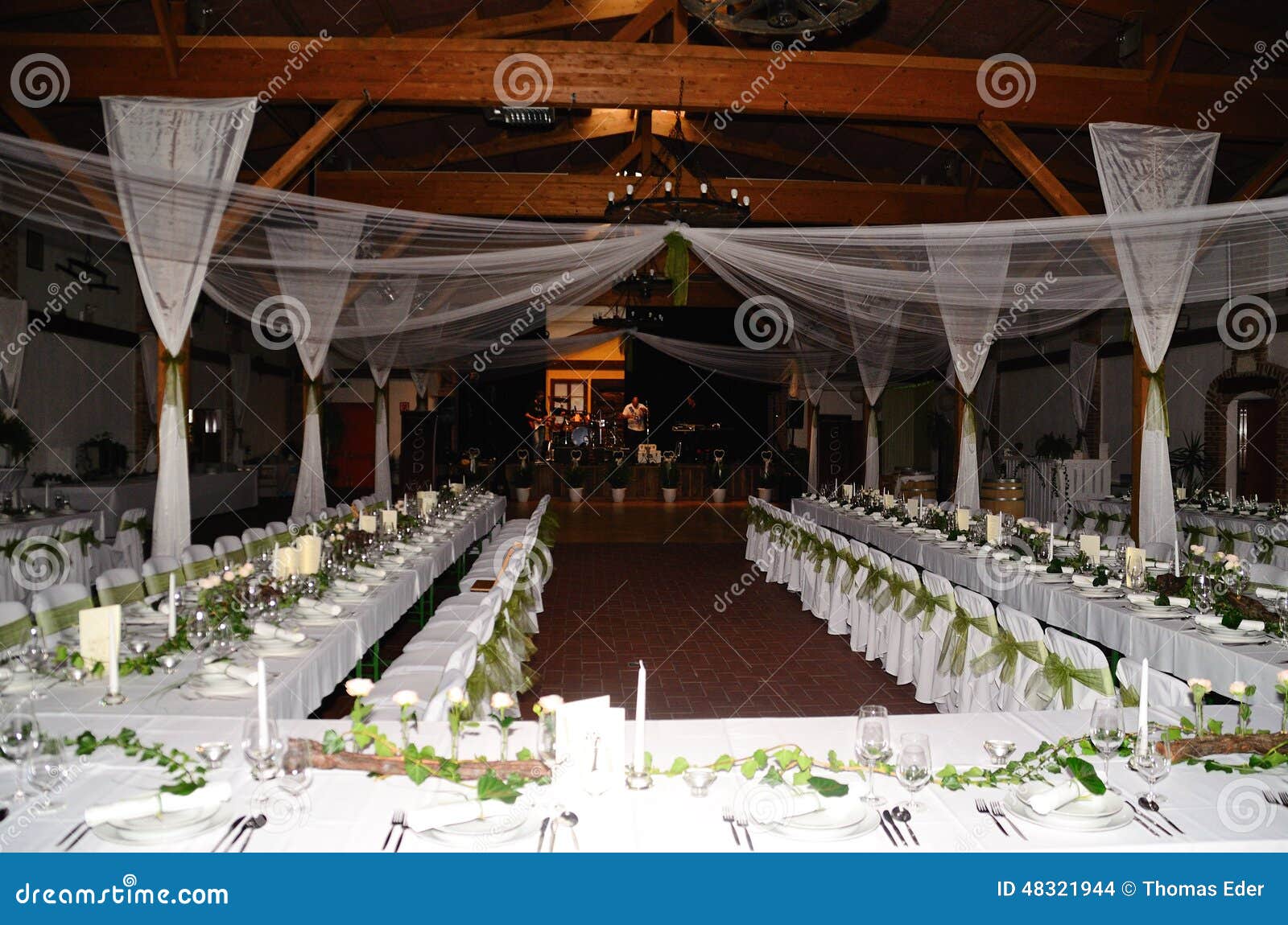 Wedding with Tables and Stage Editorial Stock Image - Image of ...