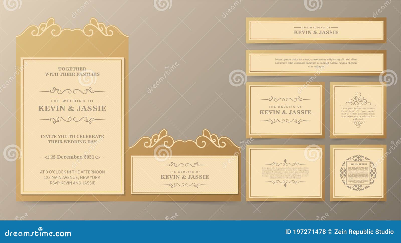 Wedding Template Cut Invitation Stock Illustration - Illustration of ...