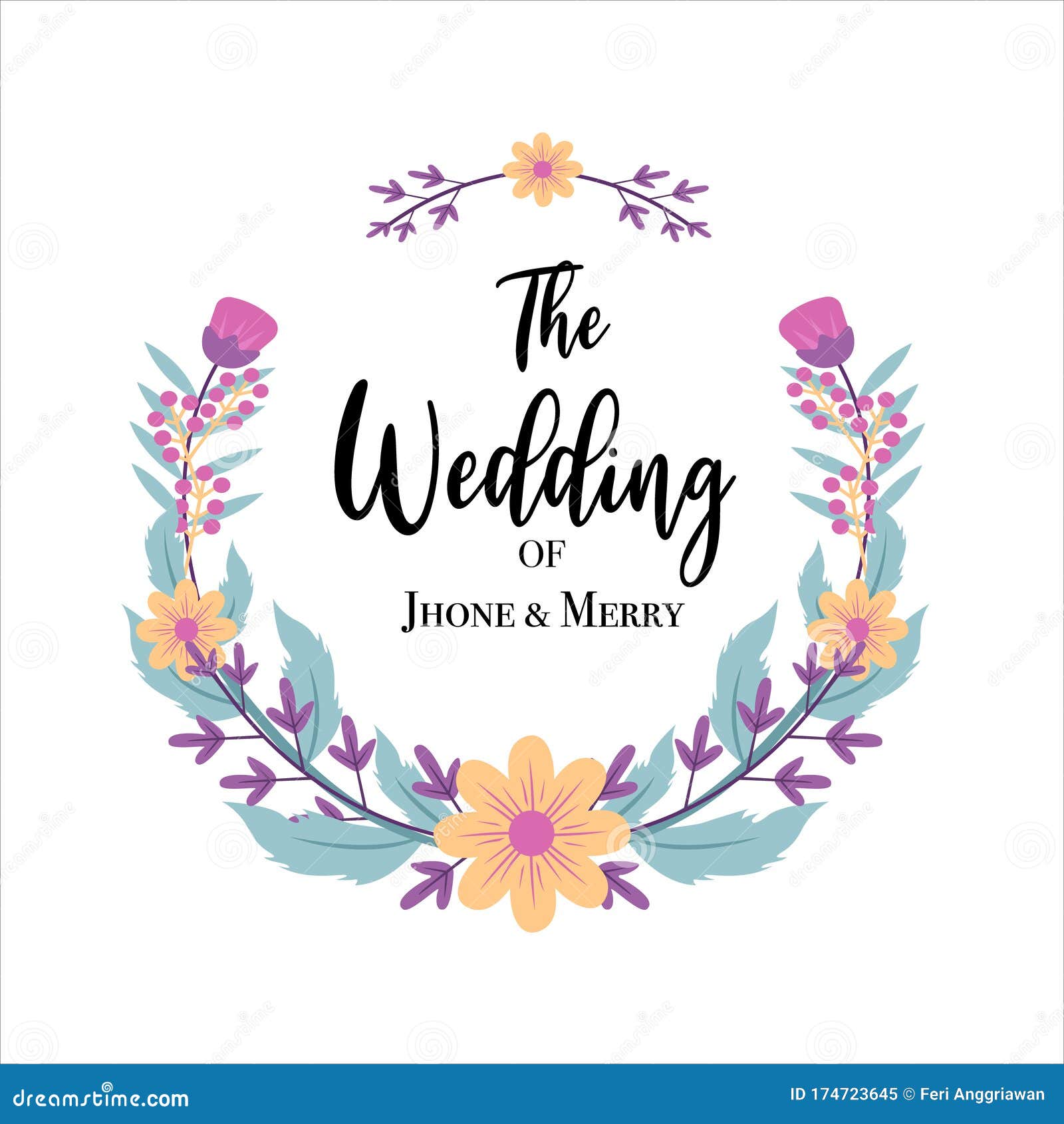 The Wedding Text Template with Floral Frame Stock Vector - Illustration ...