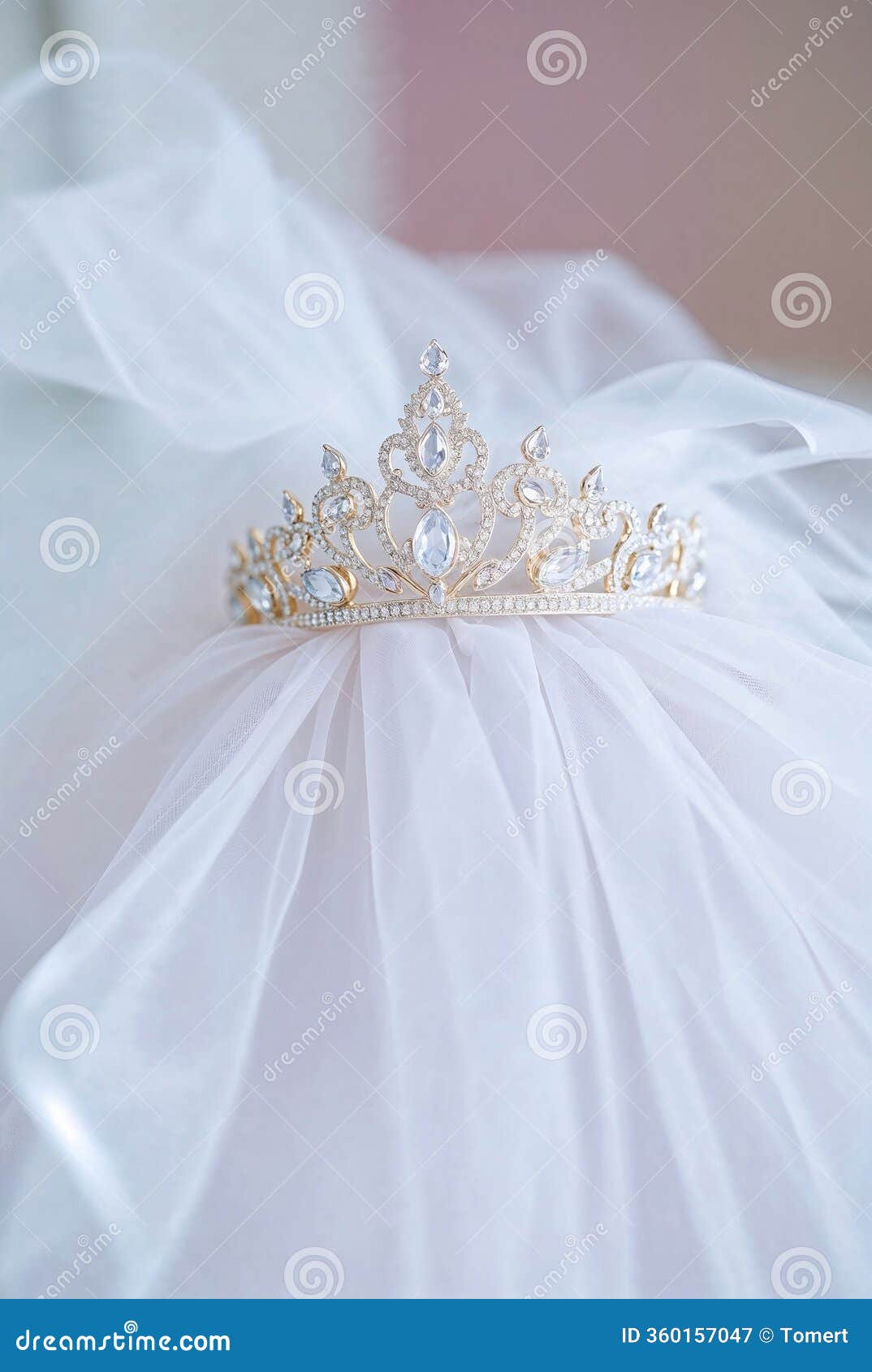 A Wedding Tiara and Dress in Soft Light Stock Image - Image of ...