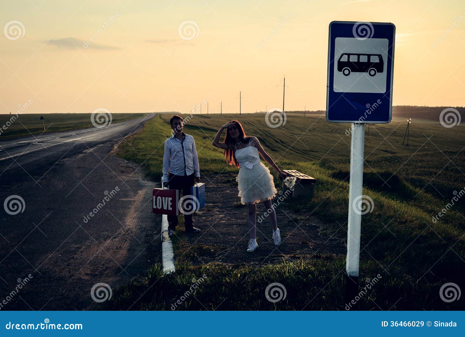 Wedding of Unusual Couple at Bus Stop Stock Image - Image of events ...