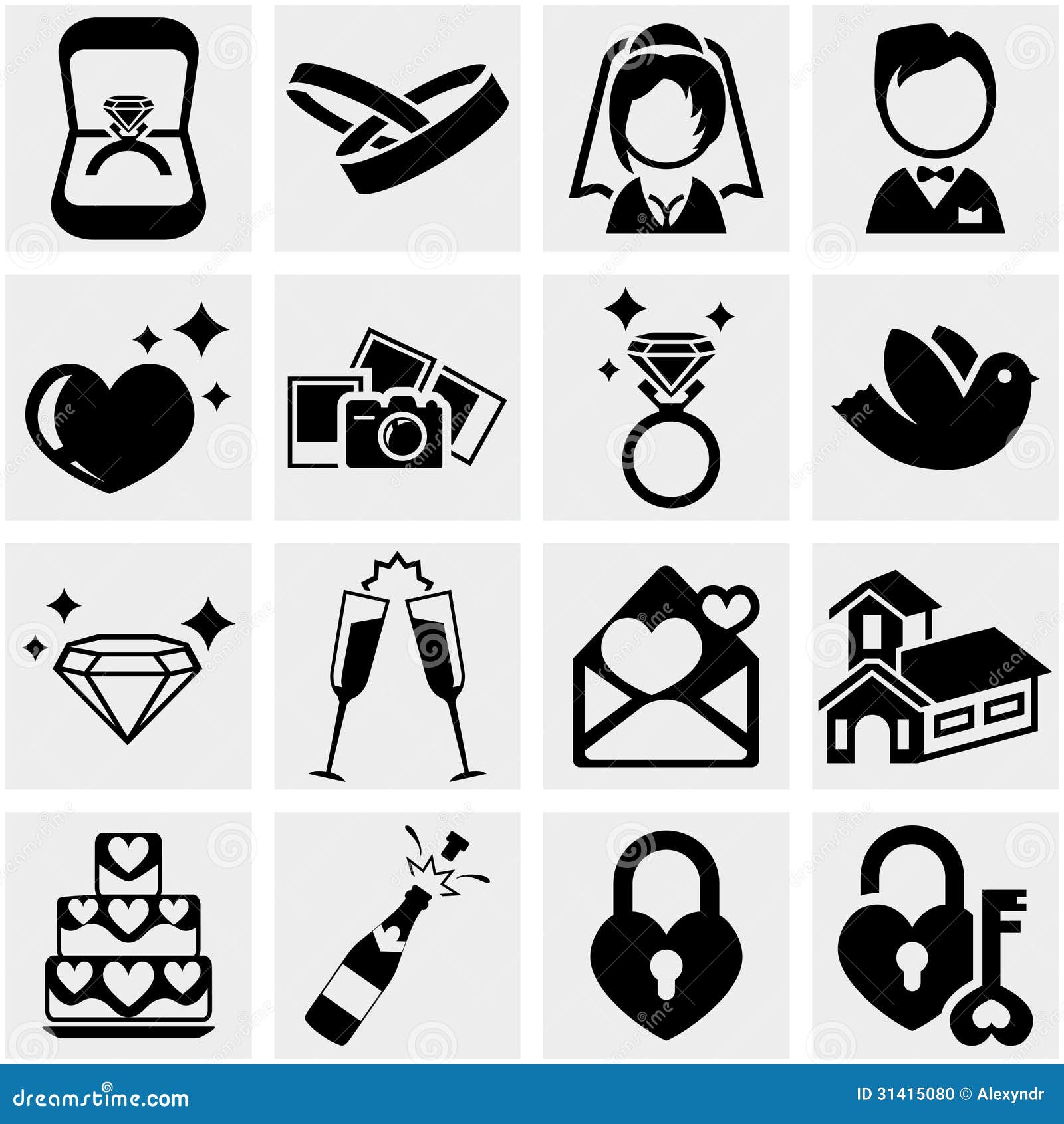 Wedding Vector Icon Set On Gray Stock Photo - Image: 31415080