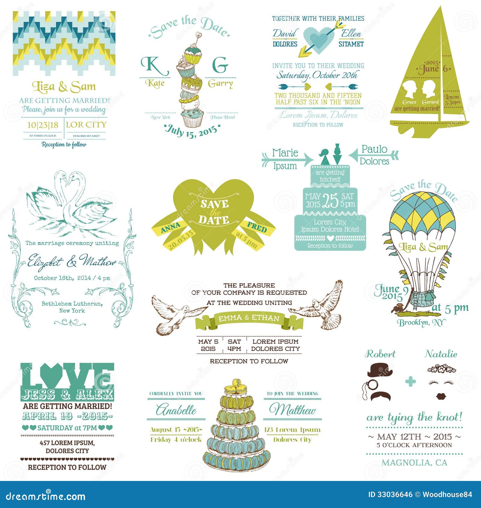 Wedding Vintage Invitation Collection Stock Vector - Illustration of ...