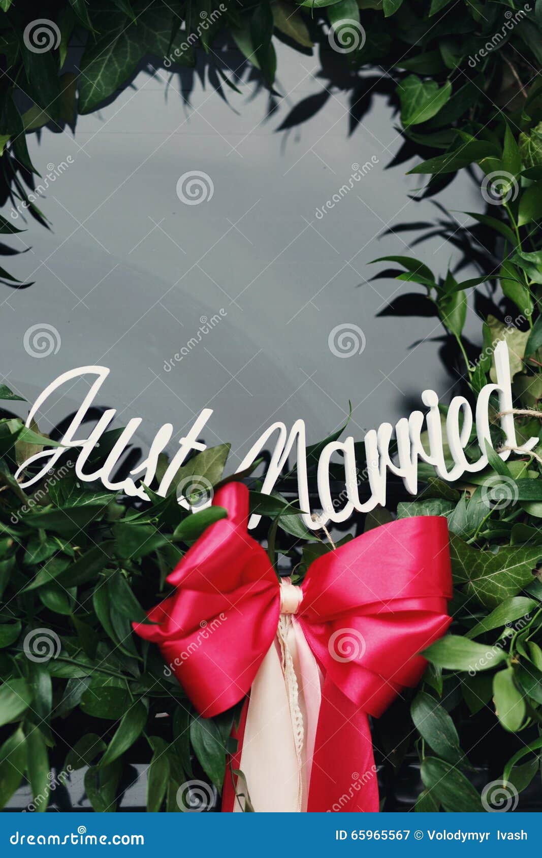 Wedding Vintage Wreath with Just Married Stock Image - Image of married ...