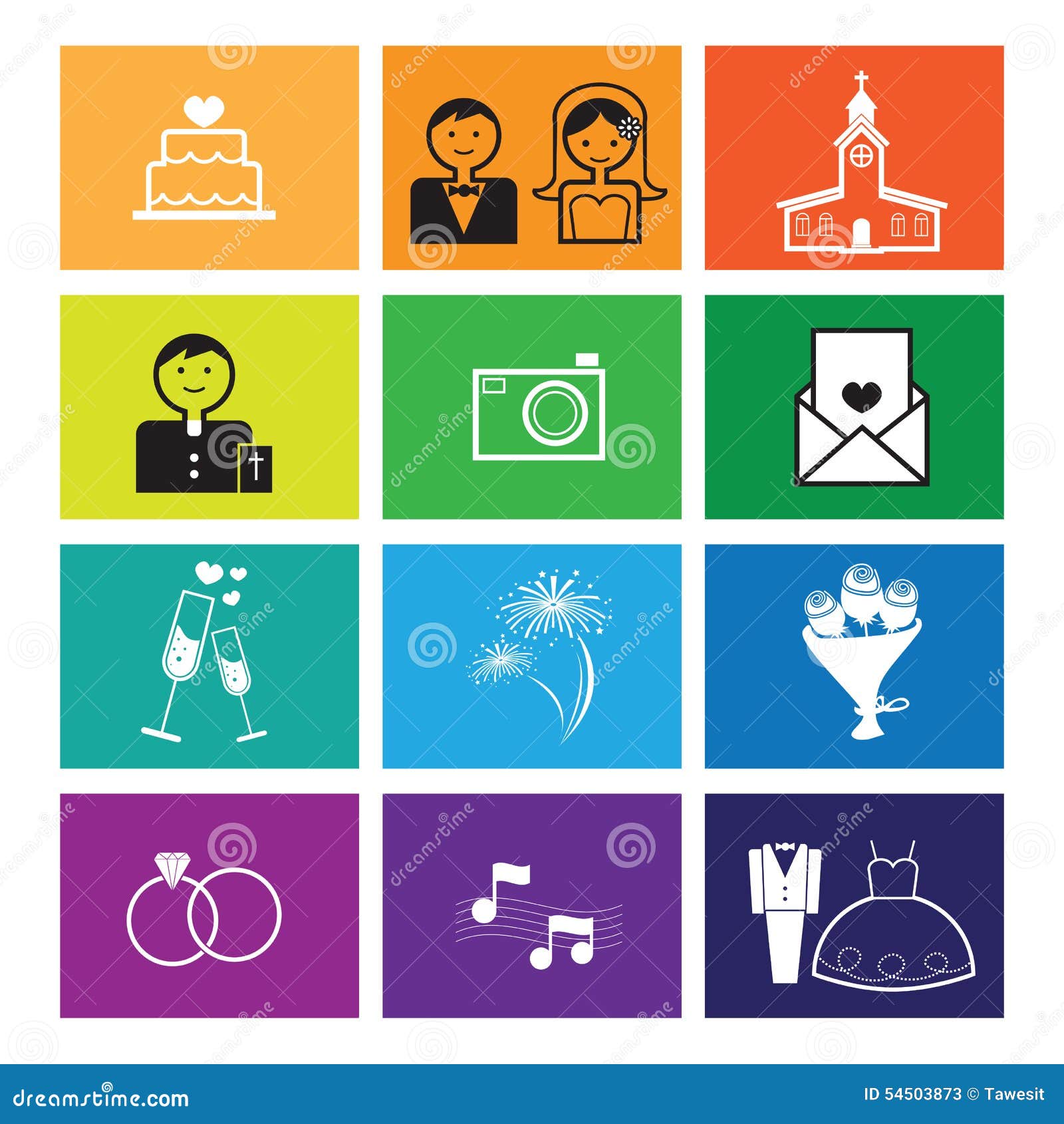 Wedding windows flat icons stock vector. Illustration of flowers - 54503873