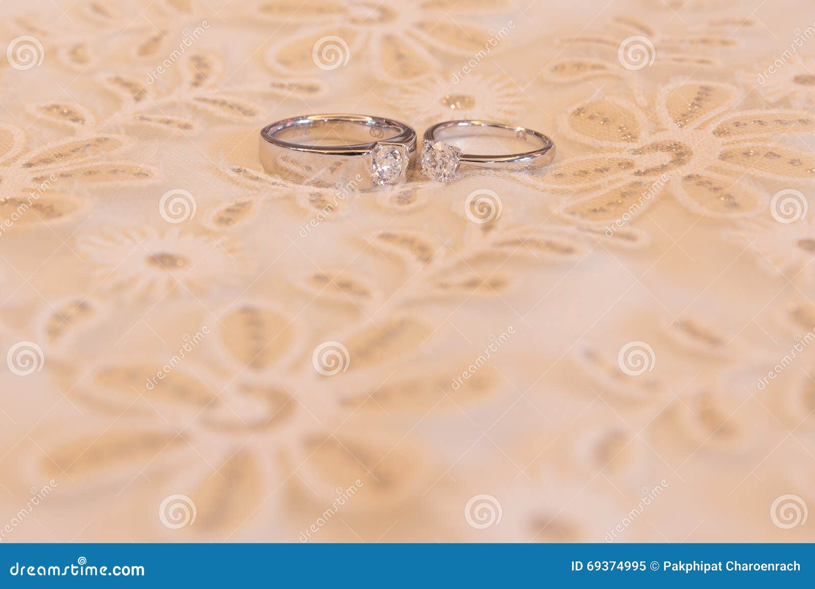 Weddings Rings on a Luxury Bed. Stock Image - Image of fabric ...