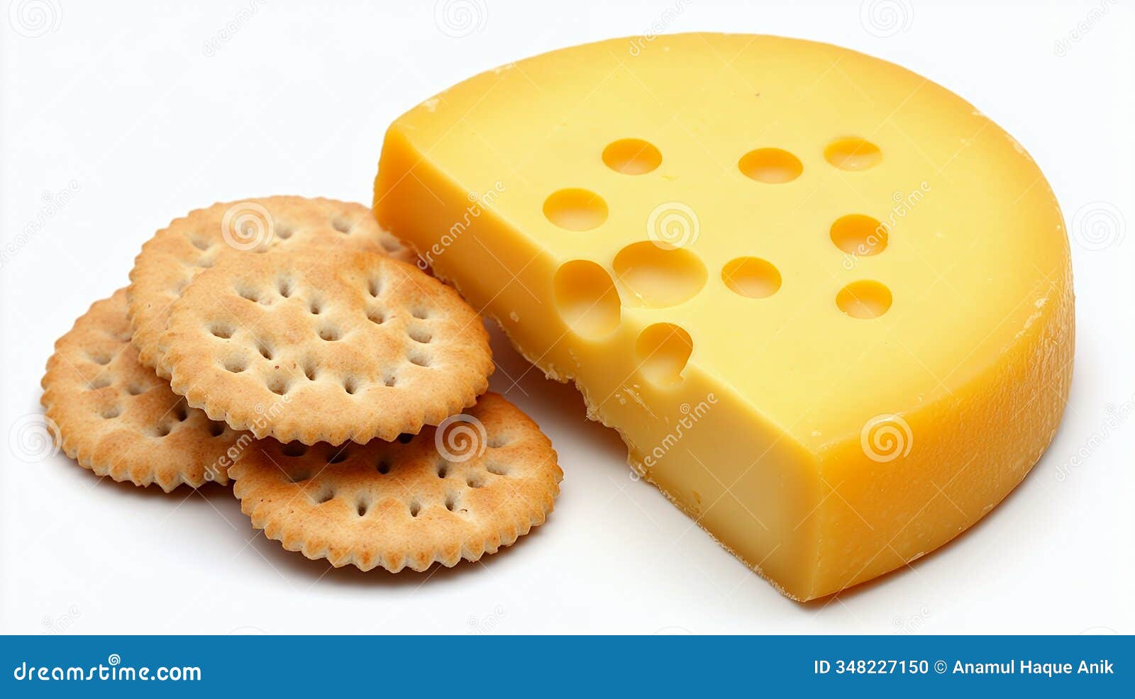 A Wedge of Cheese and Crackers on a White Background Stock Photo ...