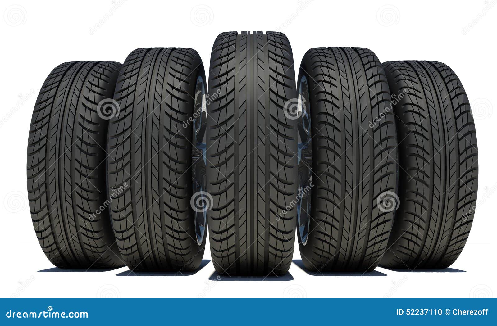 Wedge Of New Car Wheels. Abstract Blue Background Stock Image ...