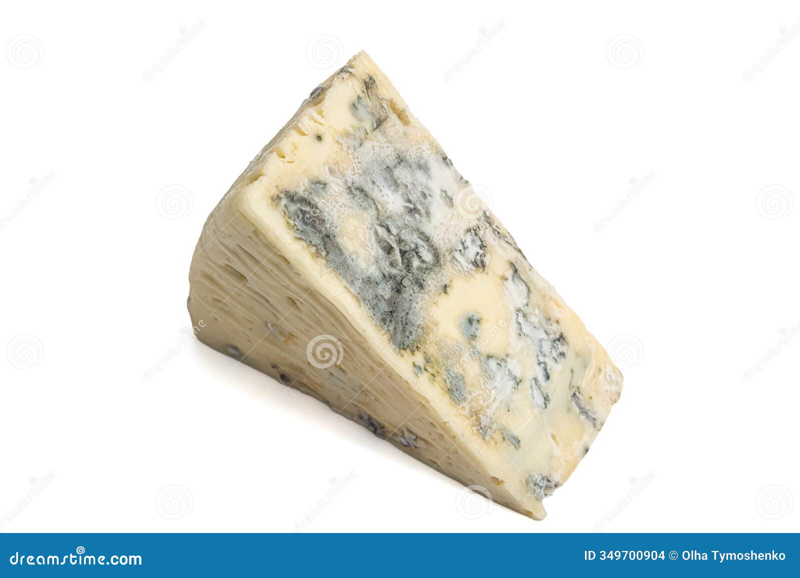 A Wedge of Full Fat Soft Blue Cheese Isolated on White. Stock Photo ...