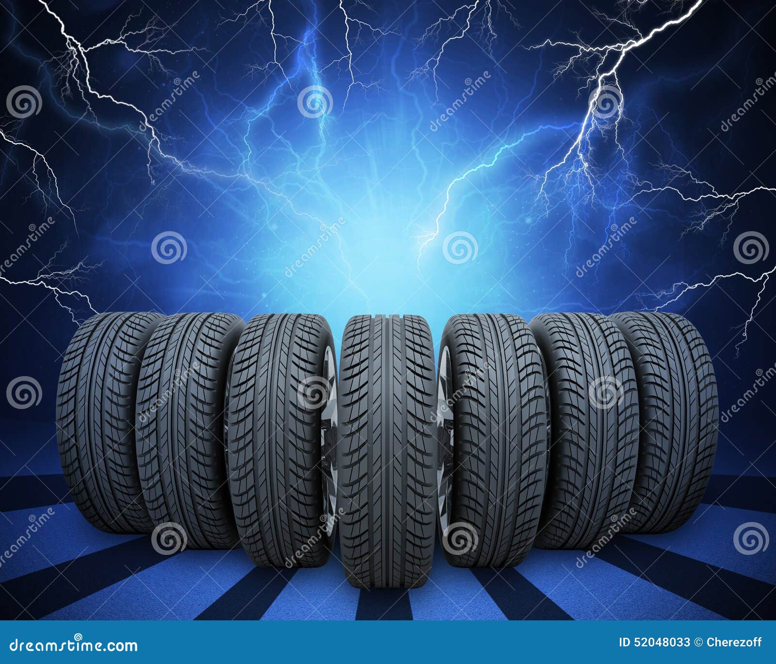 Wedge of New Car Wheels. Abstract Background with Stock Illustration ...
