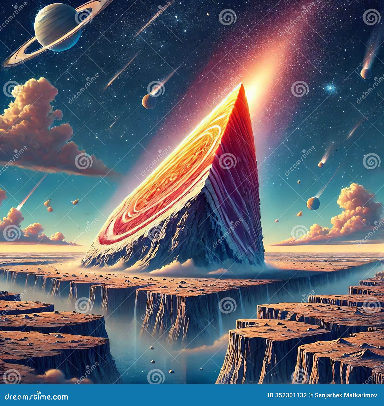 Wedge Shaped Comet A Comet Shaped Like A Wedge With One End Larg Stock ...