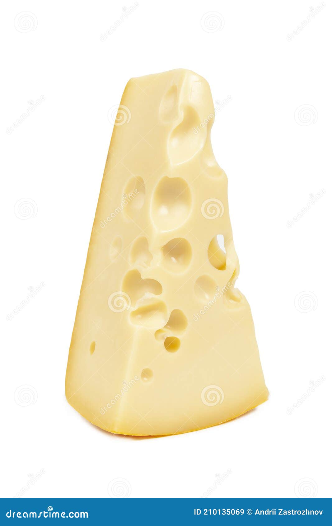 Wedge Shaped Piece Of Cheese With Holes Isolated On White Background ...