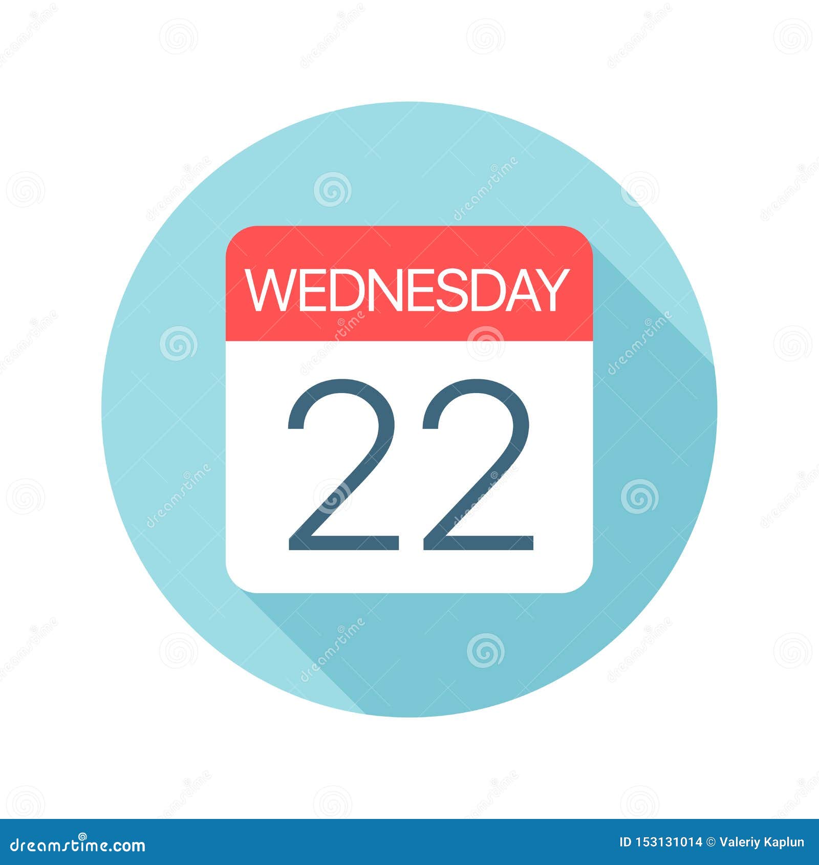 Wednesday 22 - Calendar Icon. Vector Illustration of One Day of Week ...