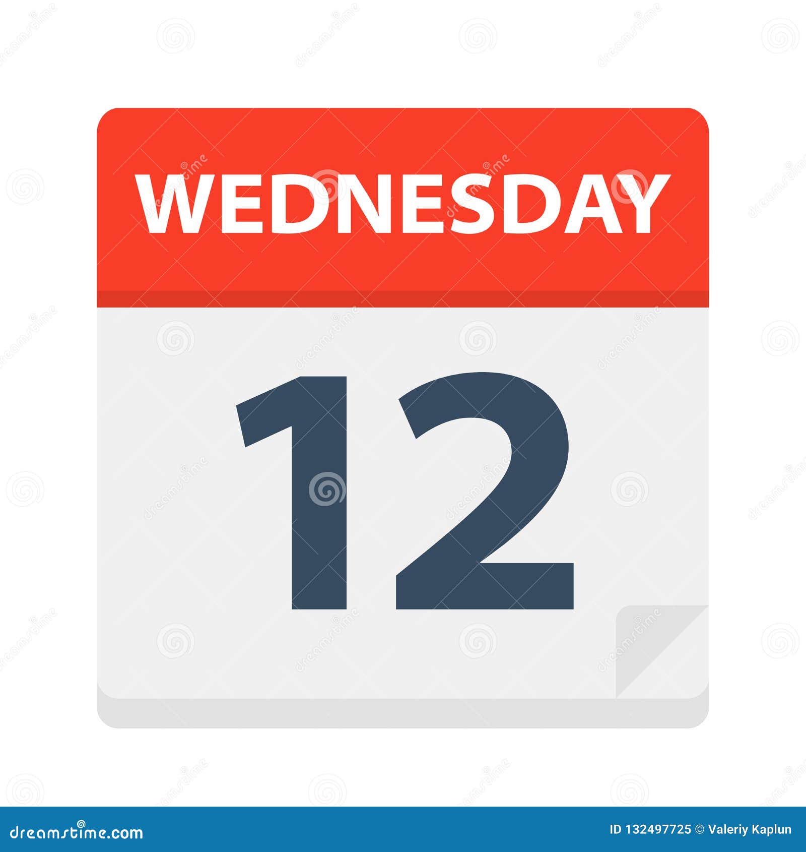 Wednesday 12 - Calendar Icon. Vector Illustration of Week Day Paper ...