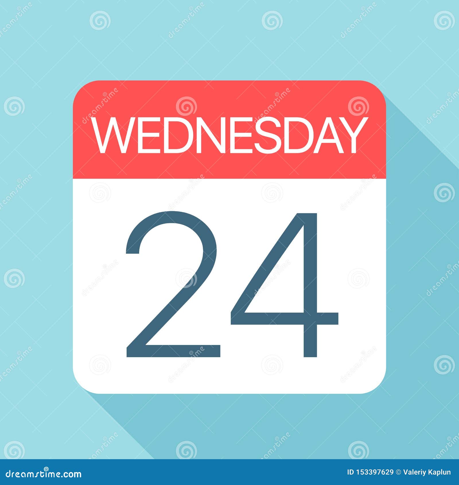 Wednesday 24 - Calendar Icon. Vector Illustration of Week Day Paper ...