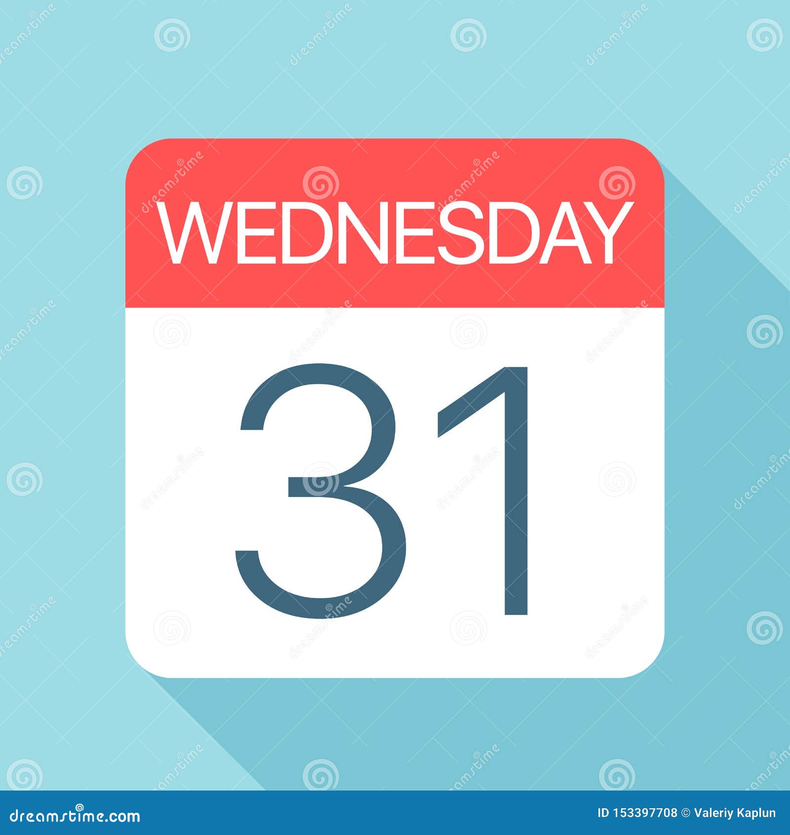 Wednesday 31 - Calendar Icon. Vector Illustration of Week Day Paper ...