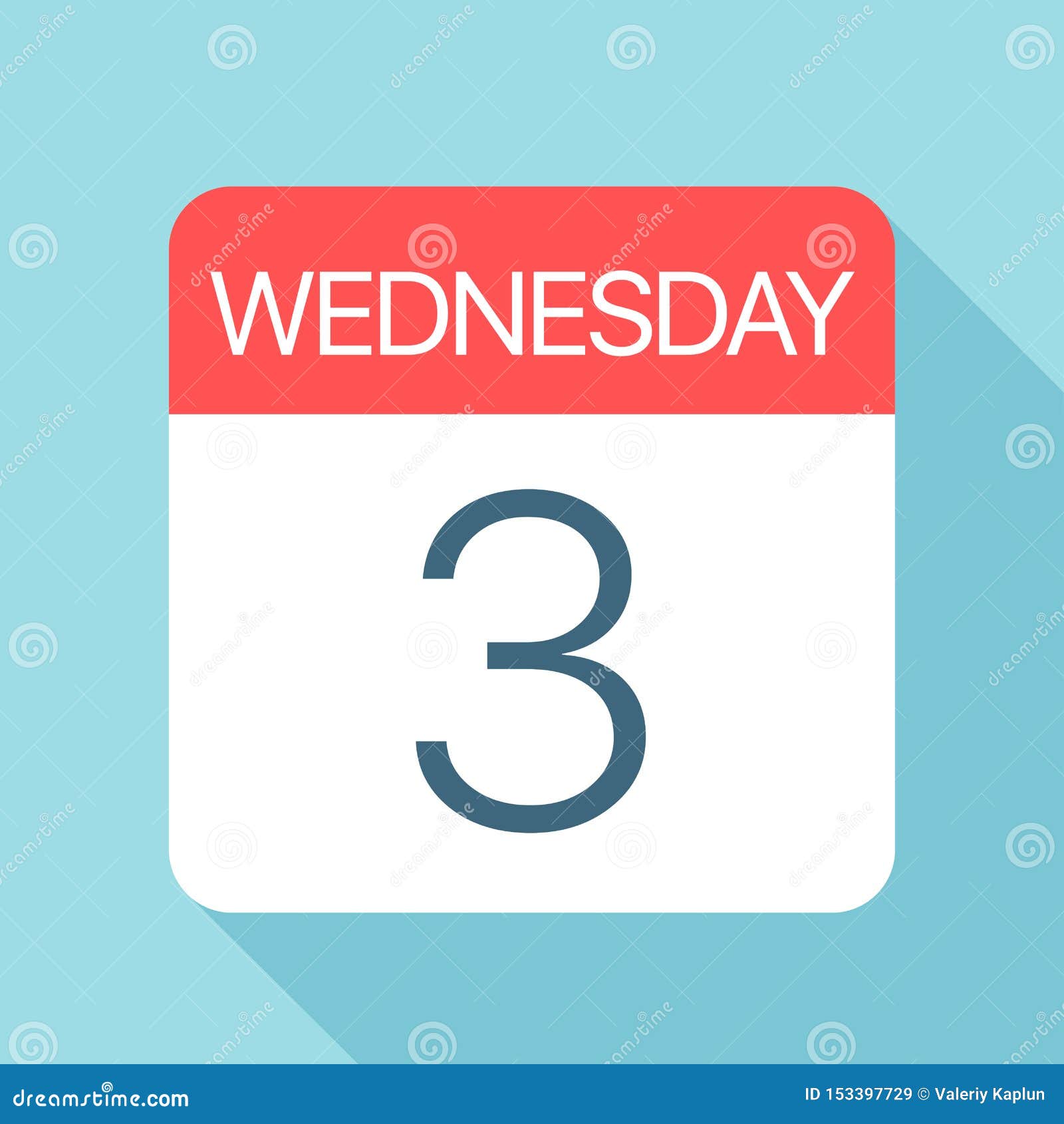 Wednesday 3 - Calendar Icon. Vector Illustration of Week Day Paper Leaf ...