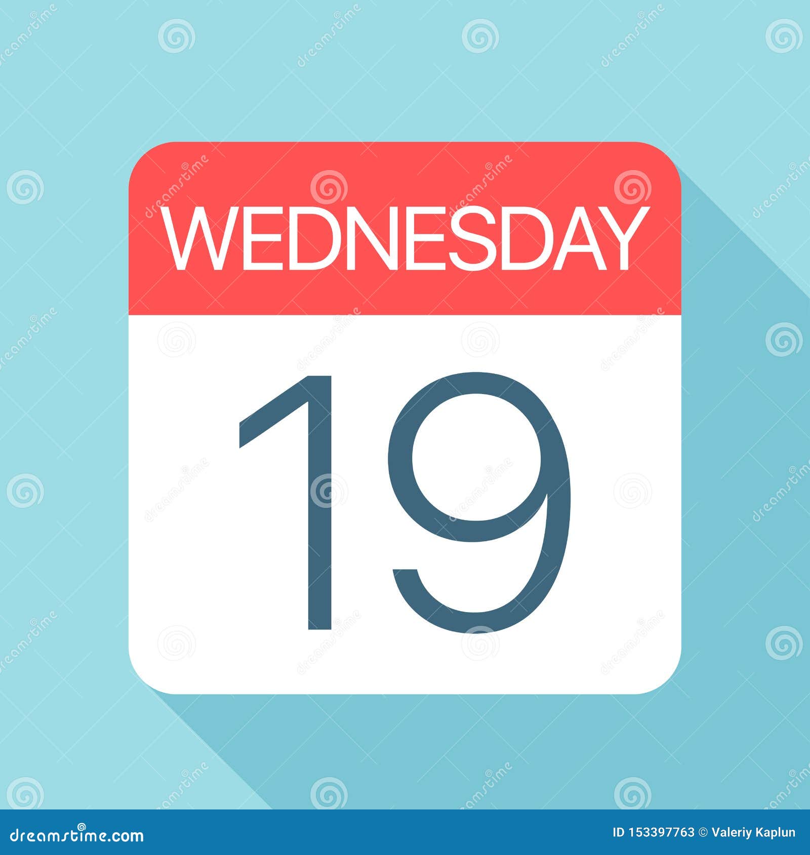 Wednesday 19 - Calendar Icon. Vector Illustration of Week Day Paper ...