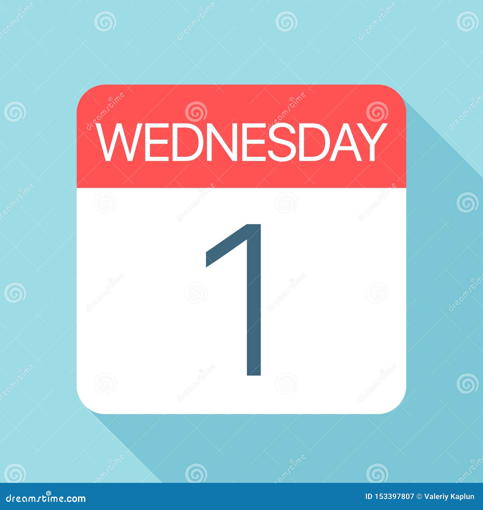 Wednesday 1 - Calendar Icon. Vector Illustration of Week Day Paper Leaf ...
