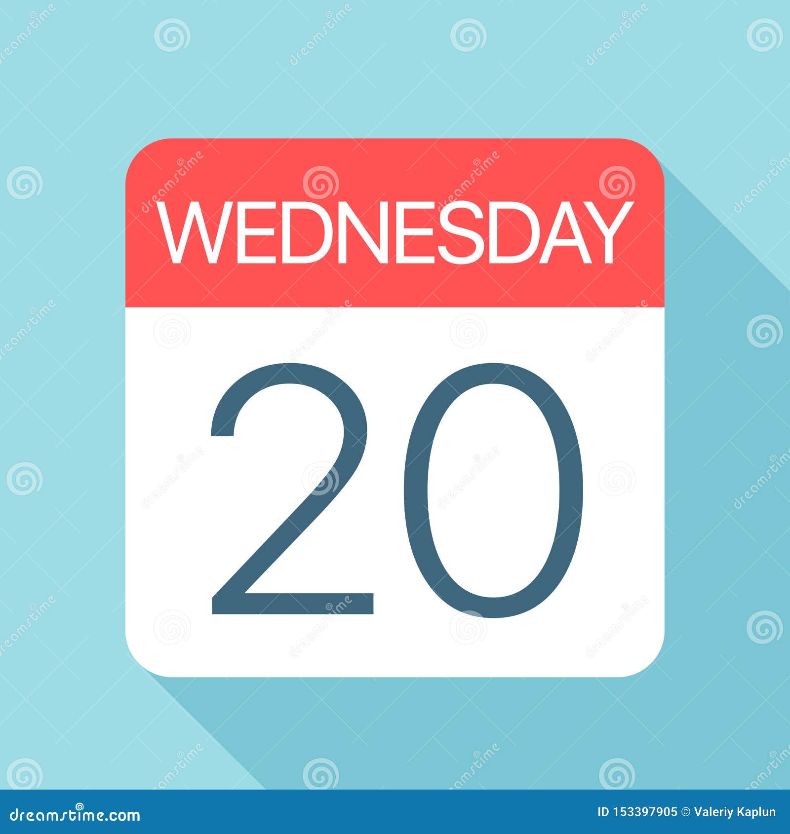 Wednesday 20 - Calendar Icon. Vector Illustration of Week Day Paper ...