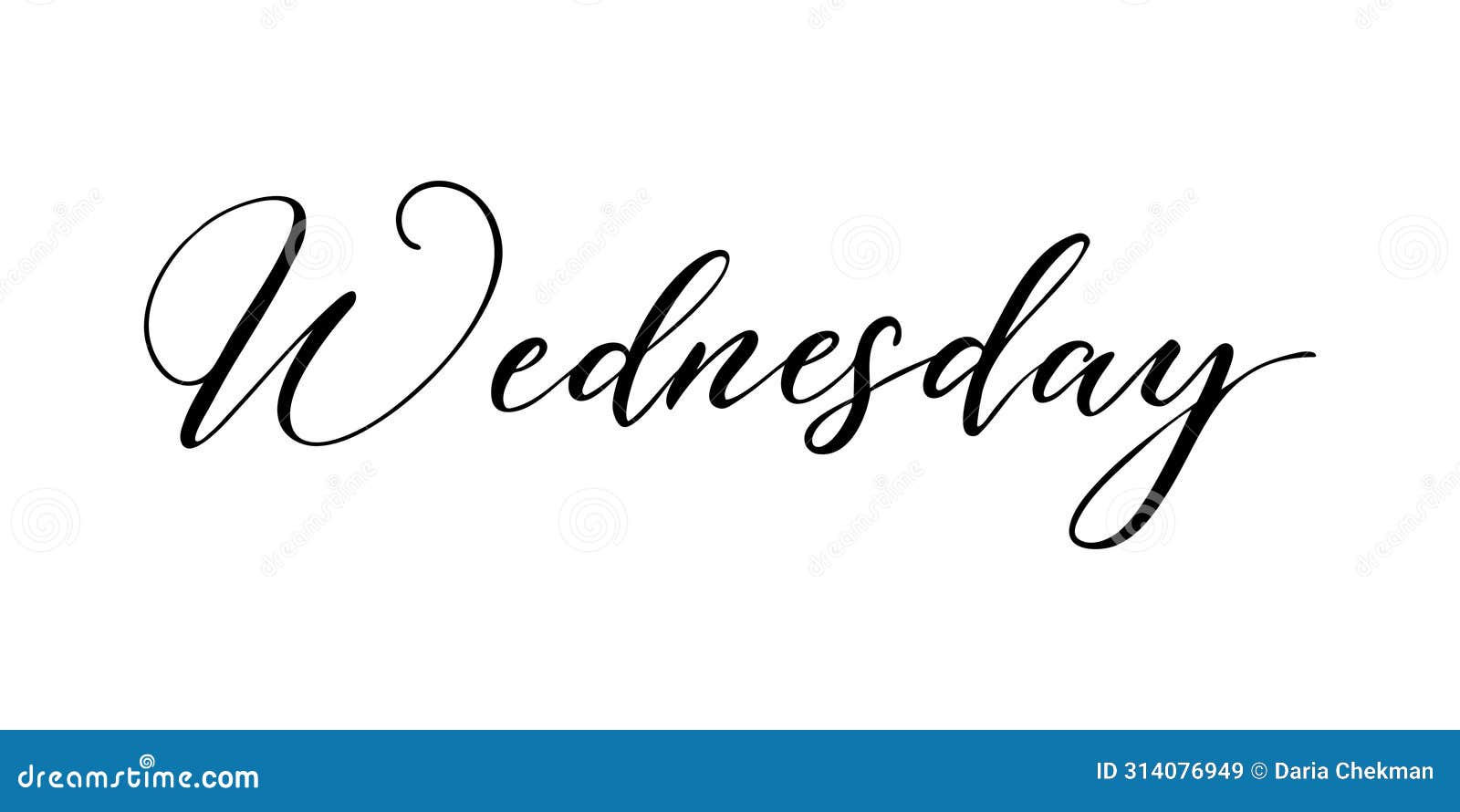 WEDNESDAY - Handwritten Text in Calligraphic Style on a White ...