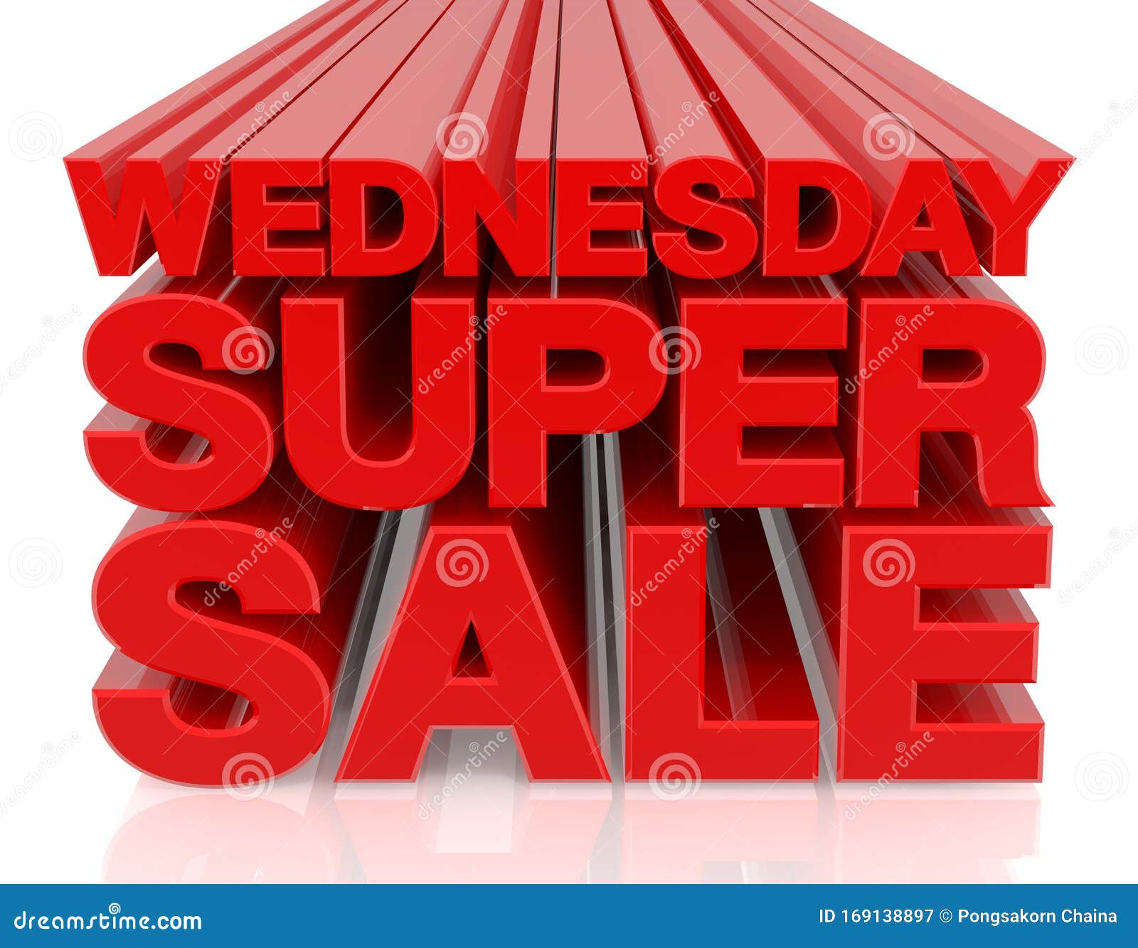 WEDNESDAY SUPER SALE Word 3D Rendering by White Background Stock ...