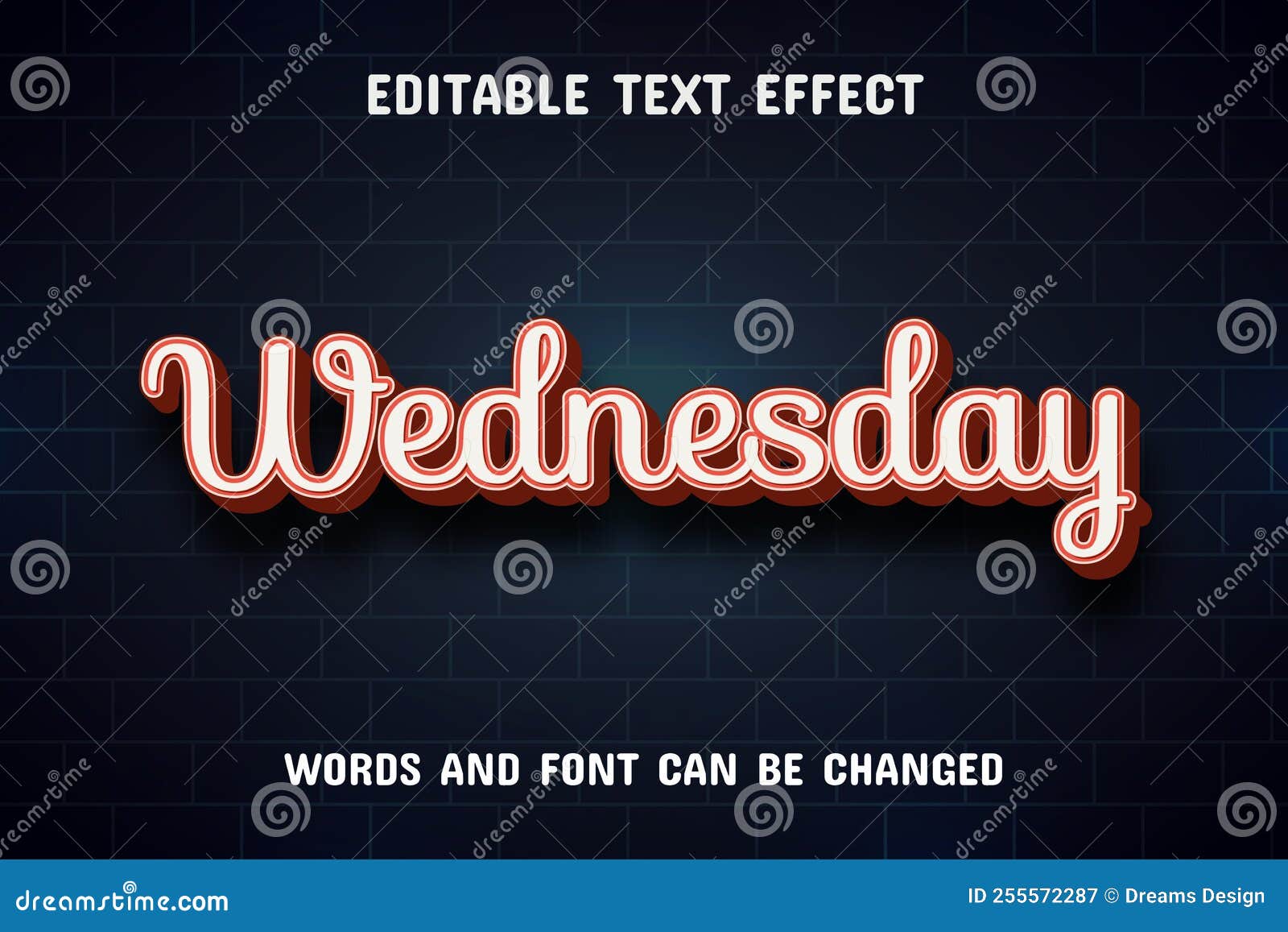 Wednesday Text - Editable Text Effect Stock Vector - Illustration of ...
