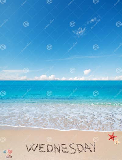 Wednesday on a Tropical Beach Under Clouds Stock Photo - Image of ideas ...