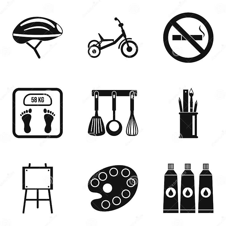 Wee Icons Set, Simple Style Stock Vector - Illustration of children ...