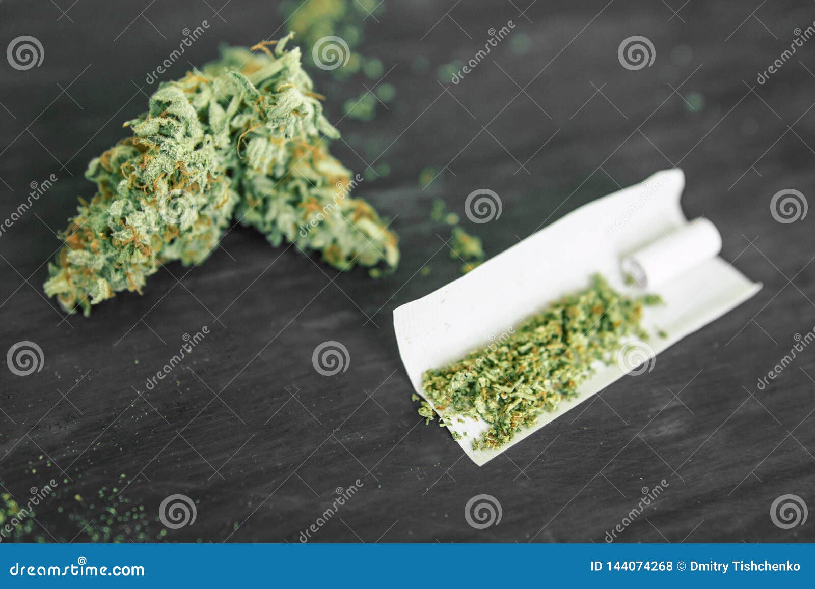 Weed Joint Weed Macro of Cannabis Buds Marijuana with Stock Photo ...