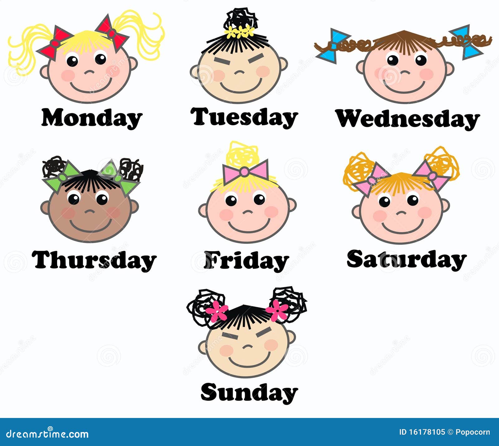 Week days stock vector. Illustration of friendship, green - 16178105